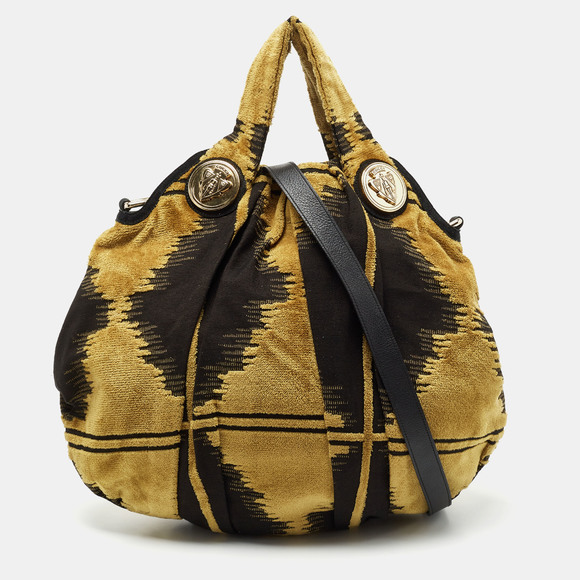 Gucci | Bags | Gucci Yellowblack Pleated Fabric And Suede Large ...